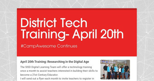 District Tech Training- April 20th | Smore Newsletters for Education