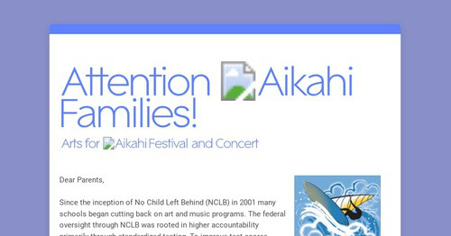 Attention `Aikahi Families! | Smore Newsletters