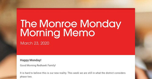 The Monroe Monday Morning Memo | Smore Newsletters