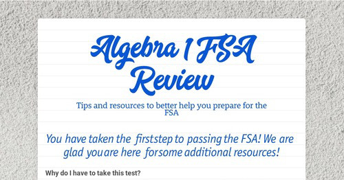 Algebra 1 FSA Review | Smore Newsletters