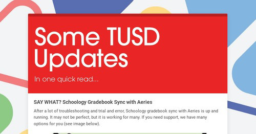 Some TUSD Updates | Smore Newsletters for Education