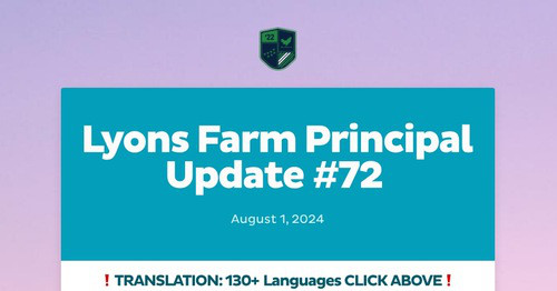 Lyons Farm Principal Update #72