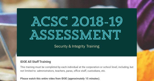 ACSC 2018-19 Assessment | Smore Newsletters