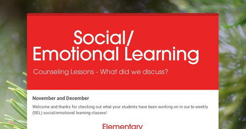 Social/ Emotional Learning | Smore Newsletters