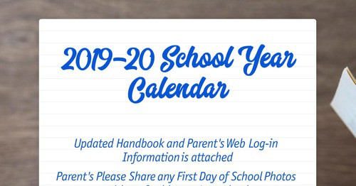 2019-20 School Year Calendar | Smore Newsletters for Education