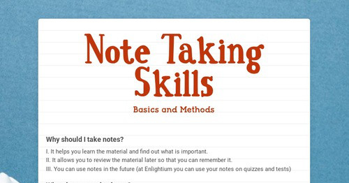 Note Taking Skills