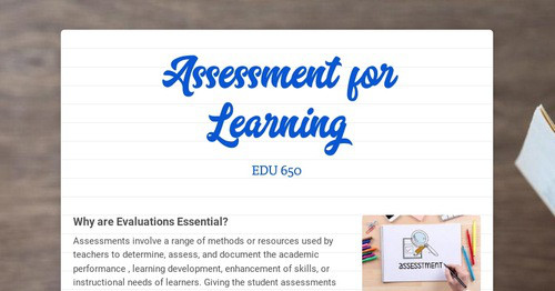 Assessment for Learning | Smore Newsletters