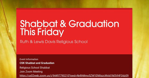 Shabbat & Graduation This Friday | Smore Newsletters
