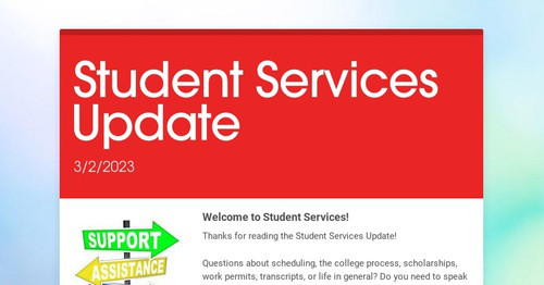 Student Services Update | Smore Newsletters