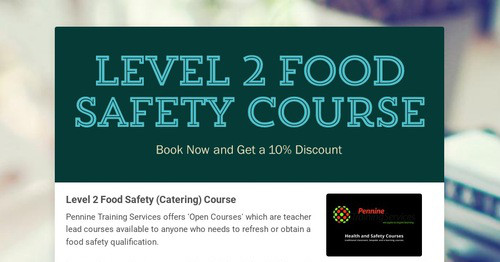 Level 2 Food Safety Course | Smore Newsletters