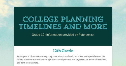 College Planning Timelines and More | Smore Newsletters
