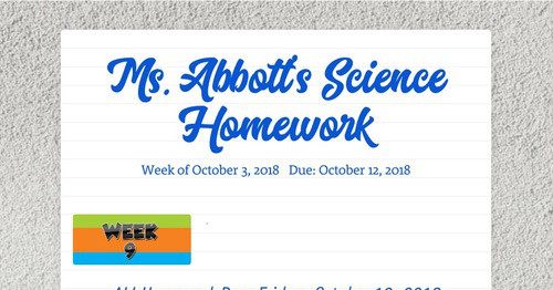Ms. Abbott's Science Homework | Smore Newsletters