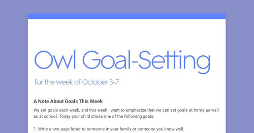 Owl Goal-Setting | Smore Newsletters