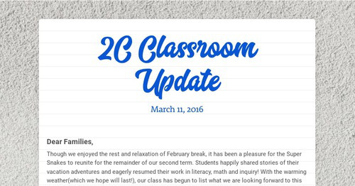 2C Classroom Update | Smore Newsletters
