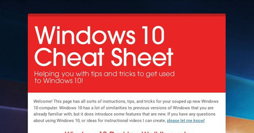 Windows 10 Cheat Sheet | Smore Newsletters Windows 10 Cheat Sheet | Smore Newsletters