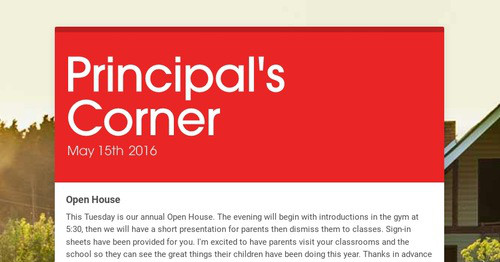 Principal's Corner | Smore Newsletters