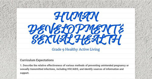 HUMAN DEVELOPMENT & SEXUAL HEALTH | Smore Newsletters