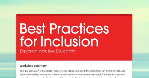 Best Practices for Inclusion | Smore Newsletters