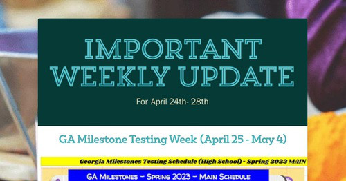 Important Weekly Update