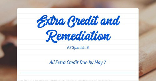 Extra Credit and Remediation