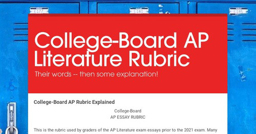 College-Board AP Literature Rubric | Smore Newsletters for Education