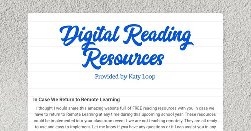 Digital Reading Resources | Smore Newsletters for Education