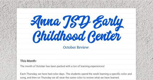Anna ISD Early Childhood Center | Smore Newsletters