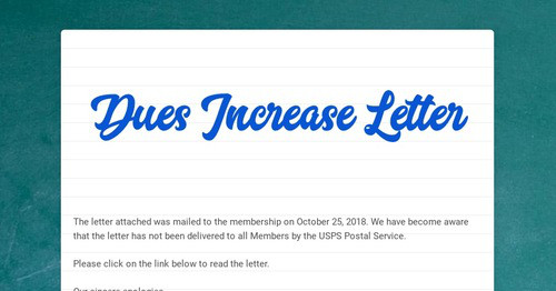 Dues Increase Letter | Smore Newsletters for Business