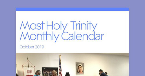 Most Holy Trinity Monthly Calendar | Smore Newsletters for Education