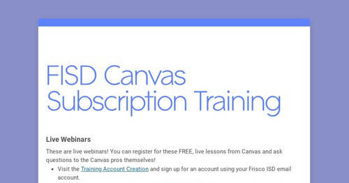 FISD Canvas Subscription Training | Smore Newsletters