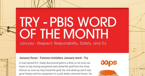 TRY - PBIS WORD OF THE MONTH | Smore Newsletters for Education