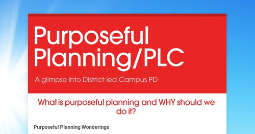 Purposeful Planning/PLC | Smore Newsletters