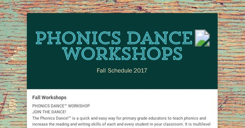 Phonics Dance™ Workshops | Smore Newsletters