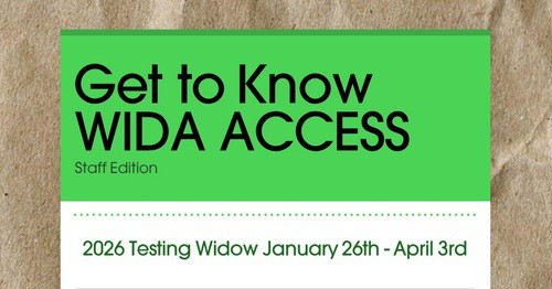 Get to Know WIDA ACCESS | Smore Newsletters for Education