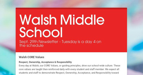 Walsh Middle School | Smore Newsletters