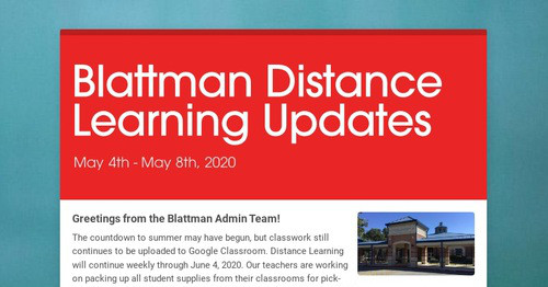 Blattman Distance Learning Updates | Smore Newsletters