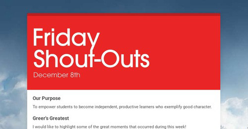 Friday Shout-Outs | Smore Newsletters for Education