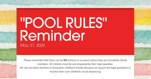 "POOL RULES" Reminder | Smore Newsletters for Education