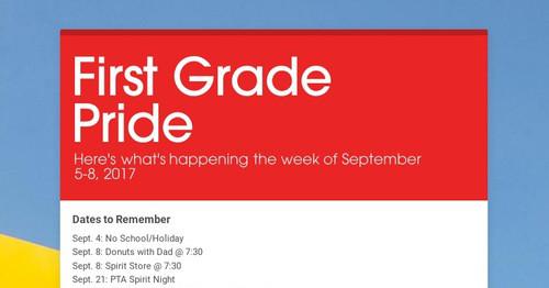 First Grade Pride | Smore Newsletters