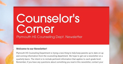 Counselor's Corner | Smore Newsletters