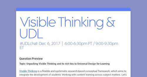 Visible Thinking & UDL | Smore Newsletters