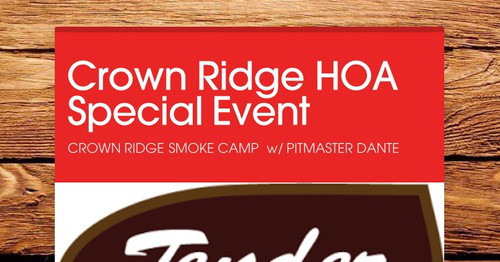 Crown Ridge HOA Special Event