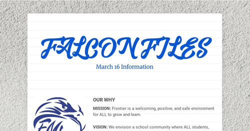 FALCON FILES | Smore Newsletters
