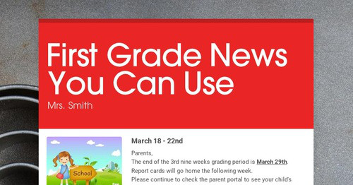 First Grade News You Can Use | Smore Newsletters