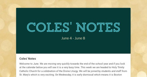 Coles' Notes | Smore Newsletters