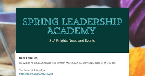 Spring Leadership Academy | Smore Newsletters