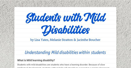 Students with Mild Disabilities | Smore Newsletters for Education