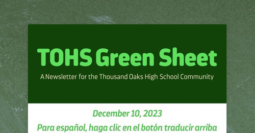 TOHS Green Sheet