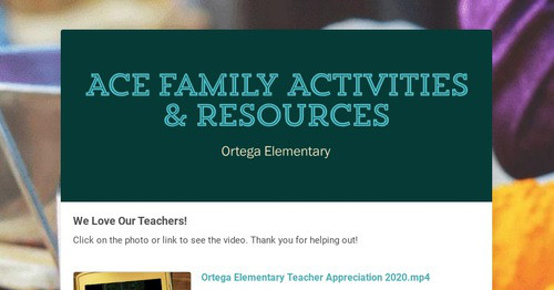 ACE Family Activities & Resources | Smore Newsletters