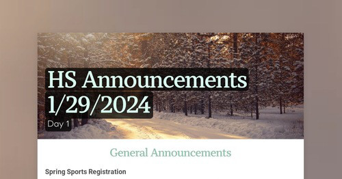 HS Announcements 1/29/2024 | Smore Newsletters HS Announcements 1/29/2024 | Smore Newsletters
